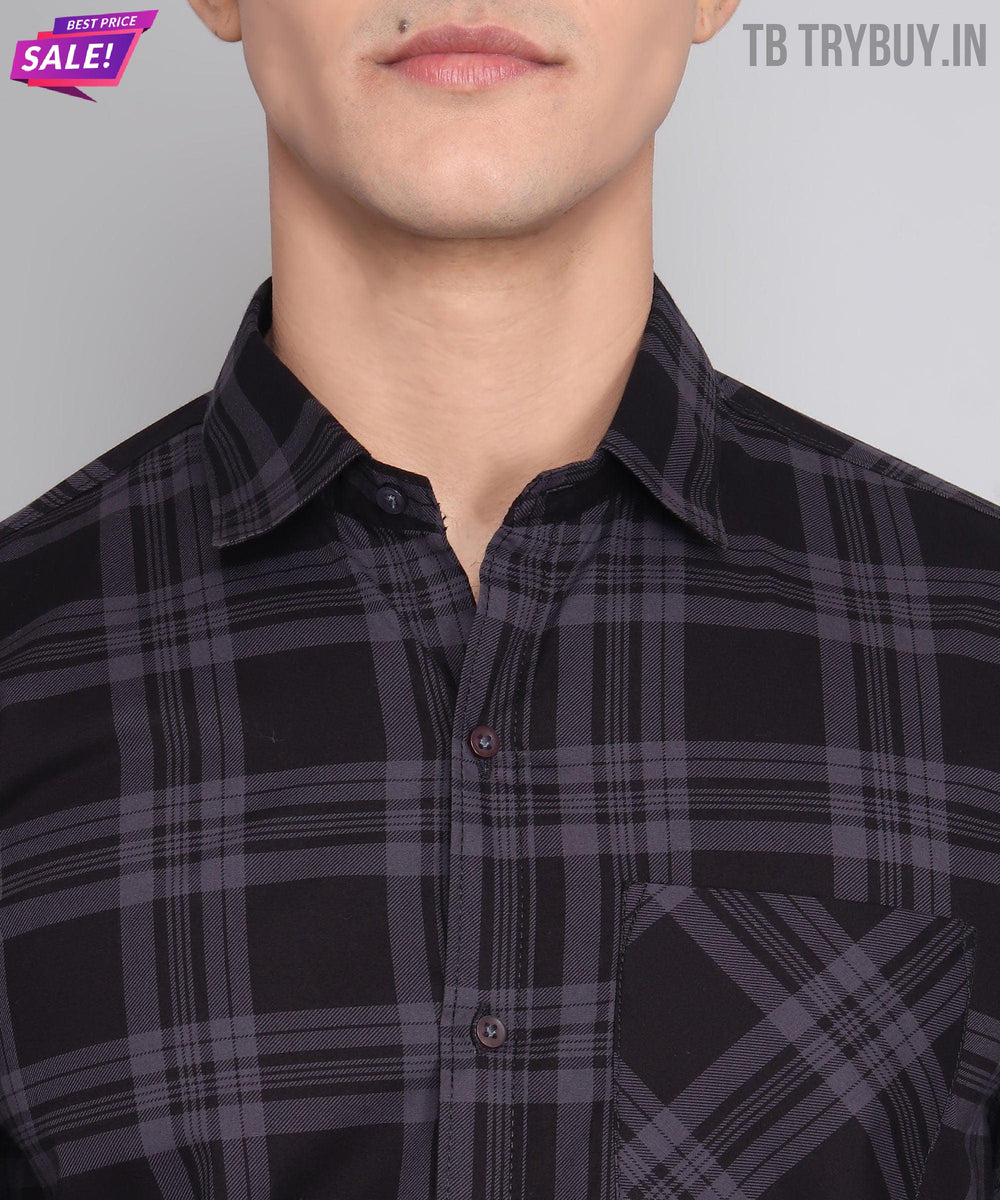 Black Grey Check Men's Shirt – TryBuy®
